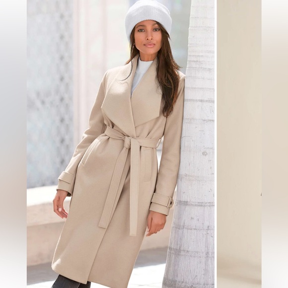 VENUS | Jackets & Coats | Venus Wrap Coat With Belt Beige | Poshmark